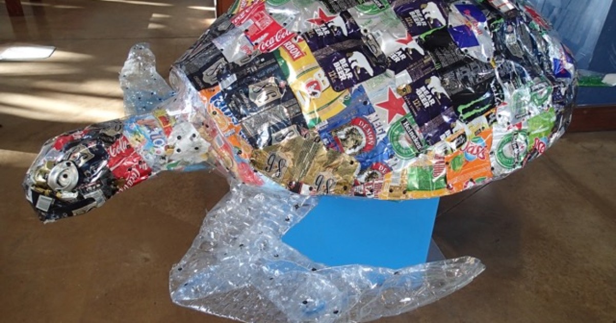 Faite de déchets, la nouvelle tortue prend place à Kélonia